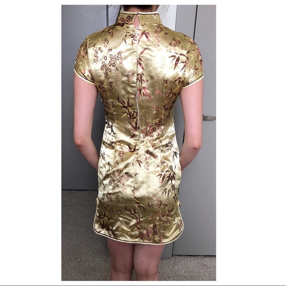 Dresses | Traditional Chinese Gold Copper Short Qipao | Poshmark